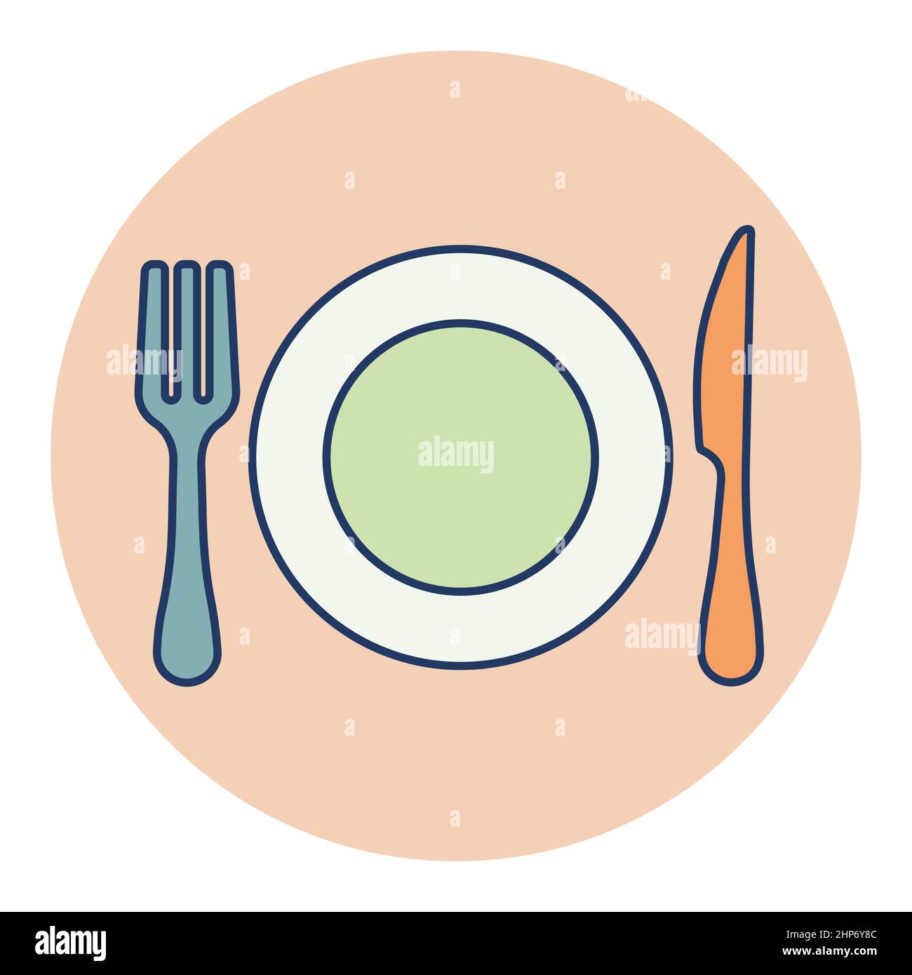 Dinner plate, knife and fork vector icon Stock Vector Image & Art - Alamy