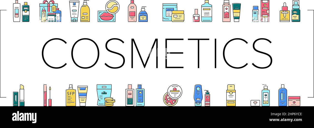 Cosmetics Package Beauty Product Icons Set Vector Stock Vector Image ...