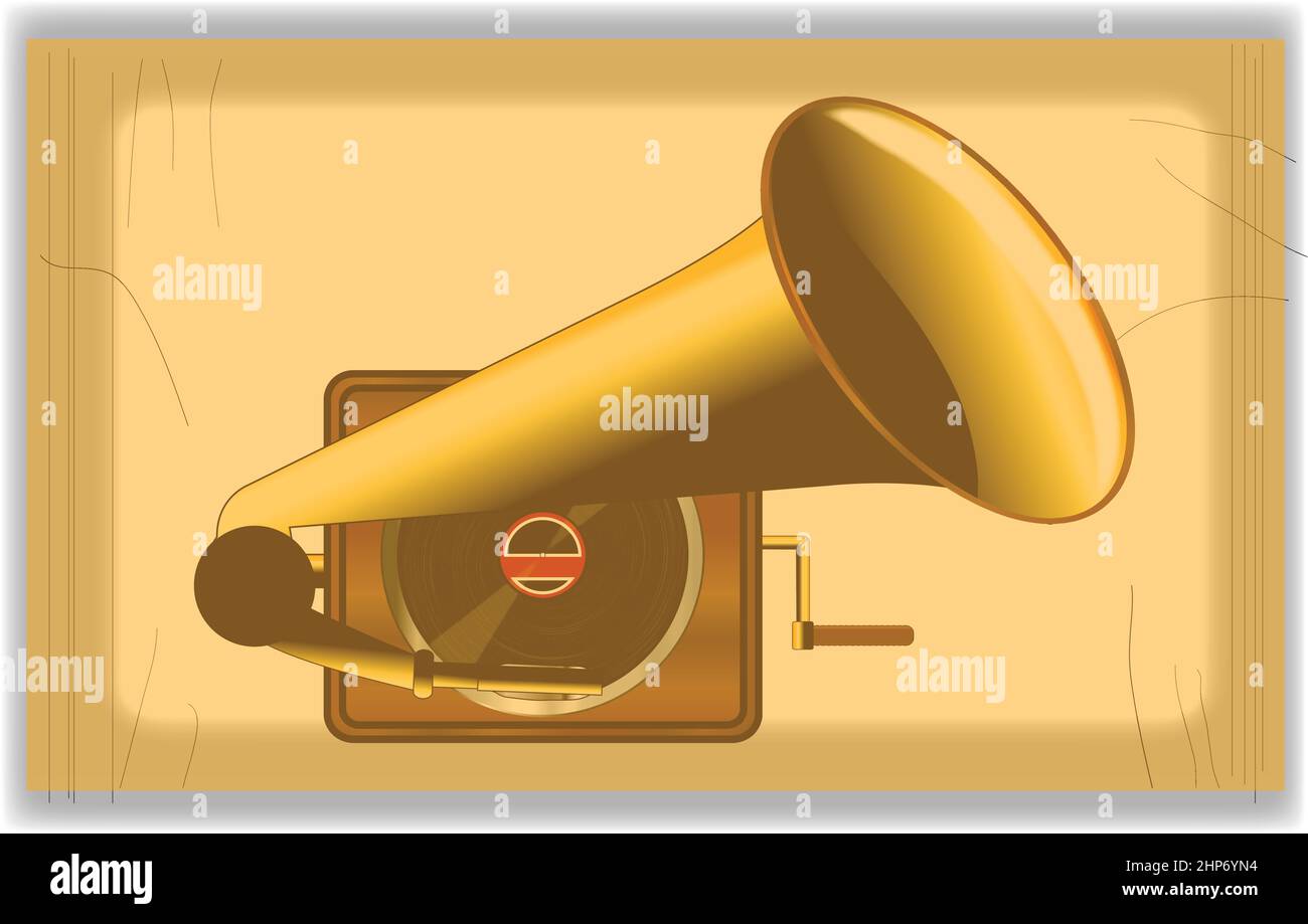 Antique Record Player Cartoon Frame Stock Vector Image & Art - Alamy