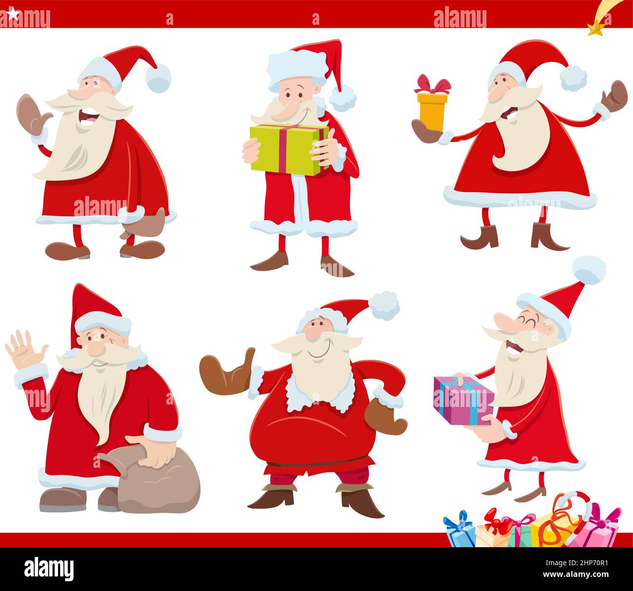cartoon Santa Claus characters on Christmas time set Stock Vector Image ...