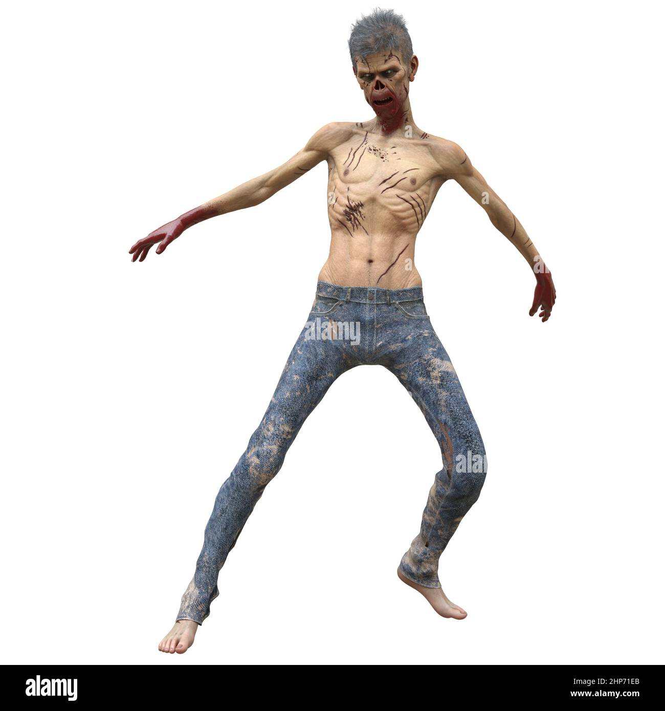 3D illustration zombie men isolated white background Stock Photo - Alamy