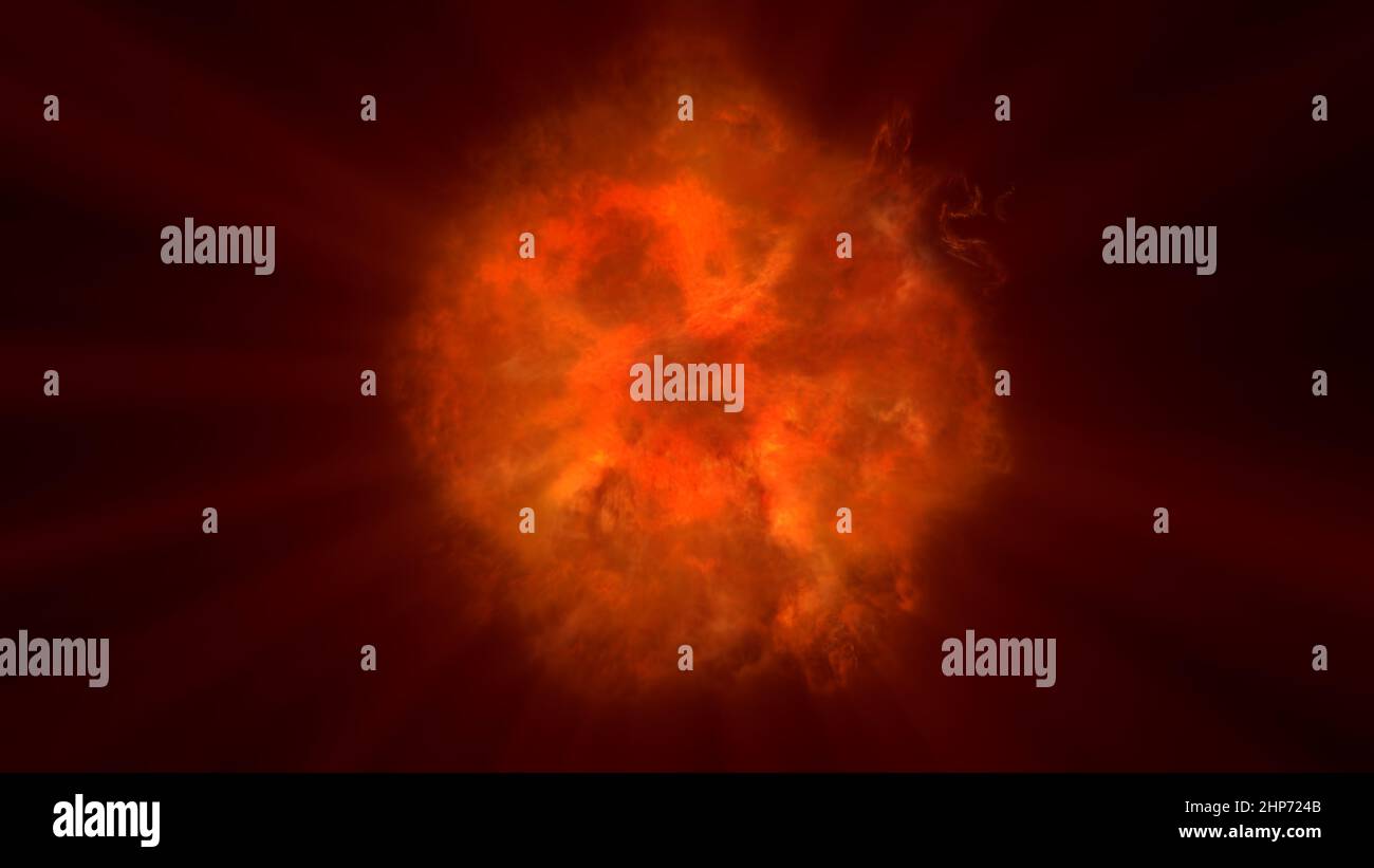fire flame ball explosion in space, abstract illustration Stock Photo ...