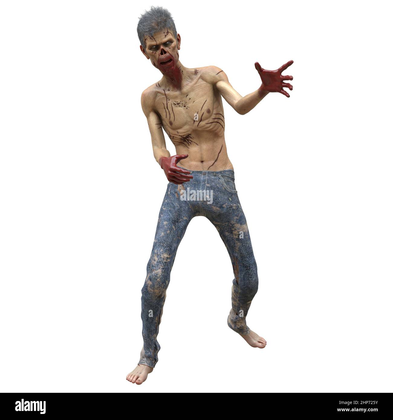 3D illustration zombie men isolated white background Stock Photo - Alamy