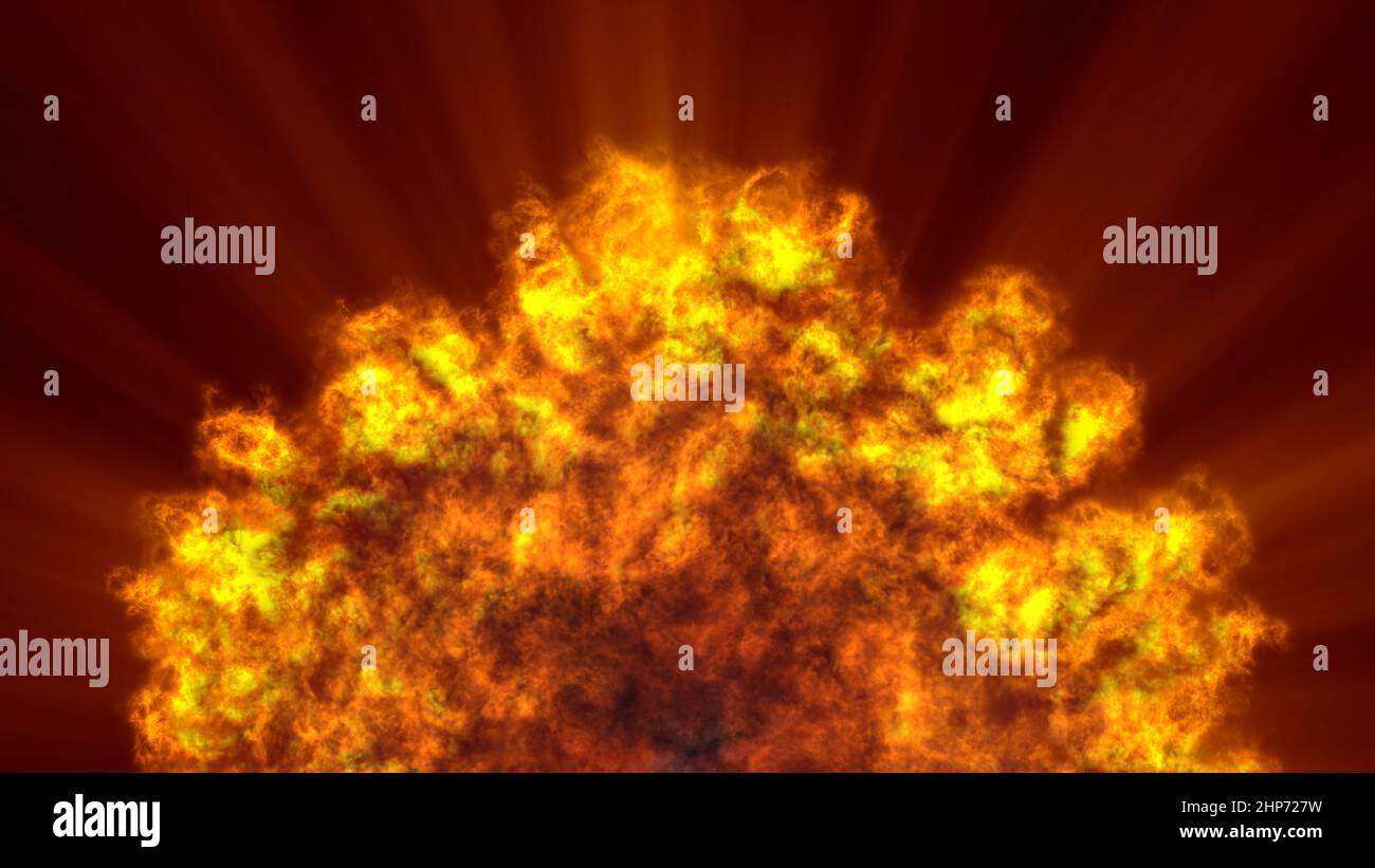 fire flame ball explosion in space, abstract illustration Stock Photo ...