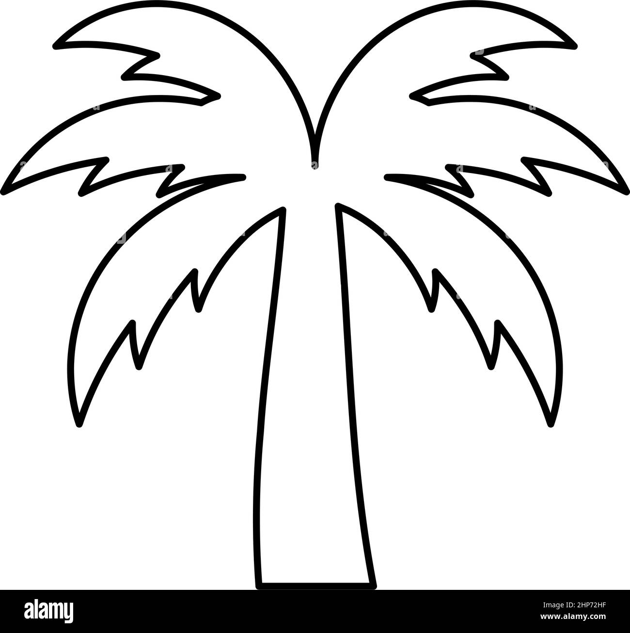 Palm tree silhouette Island concept contour outline icon black color ...