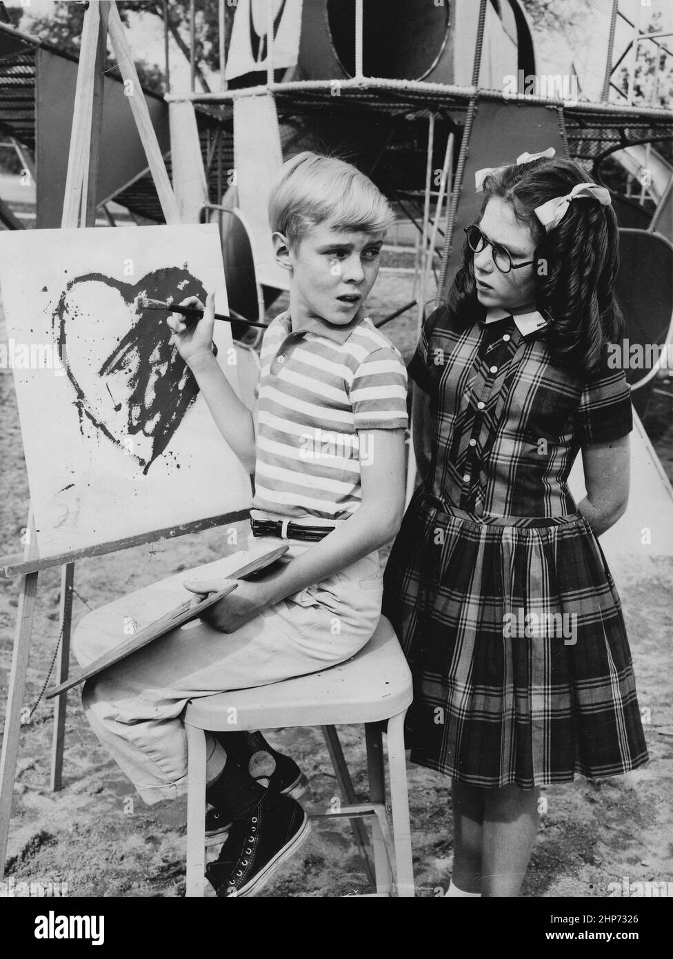 Publicity photo of American child actors, Jay North and Jeannie Russell ...