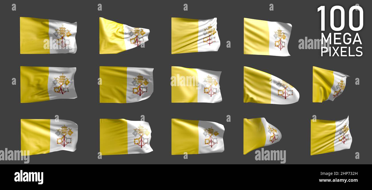 Holy See flag isolated - various realistic renders of the waving flag ...