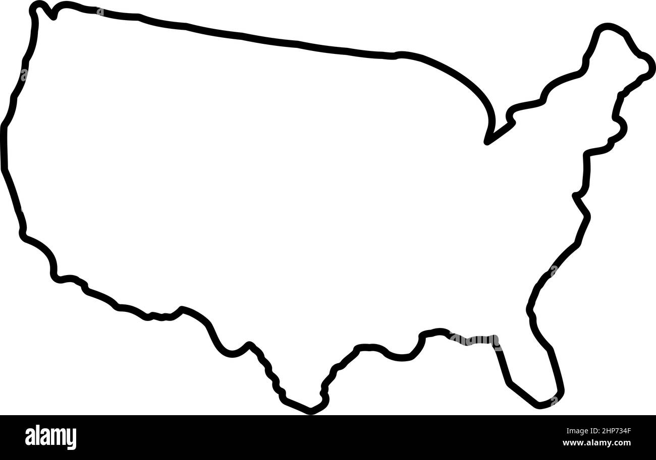 Map of America United Stated USA contour outline icon black color ...