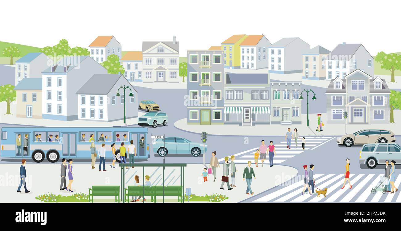 Road transport with lines bus, and public transport, ilustration Stock ...