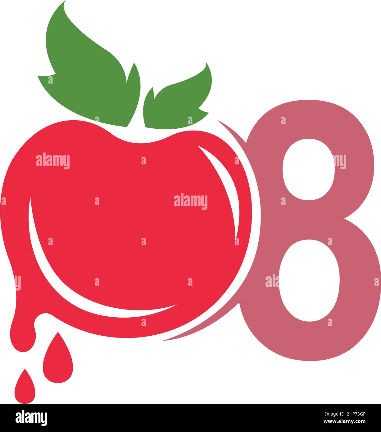 Number 8 with tomato icon logo design template illustration Stock ...