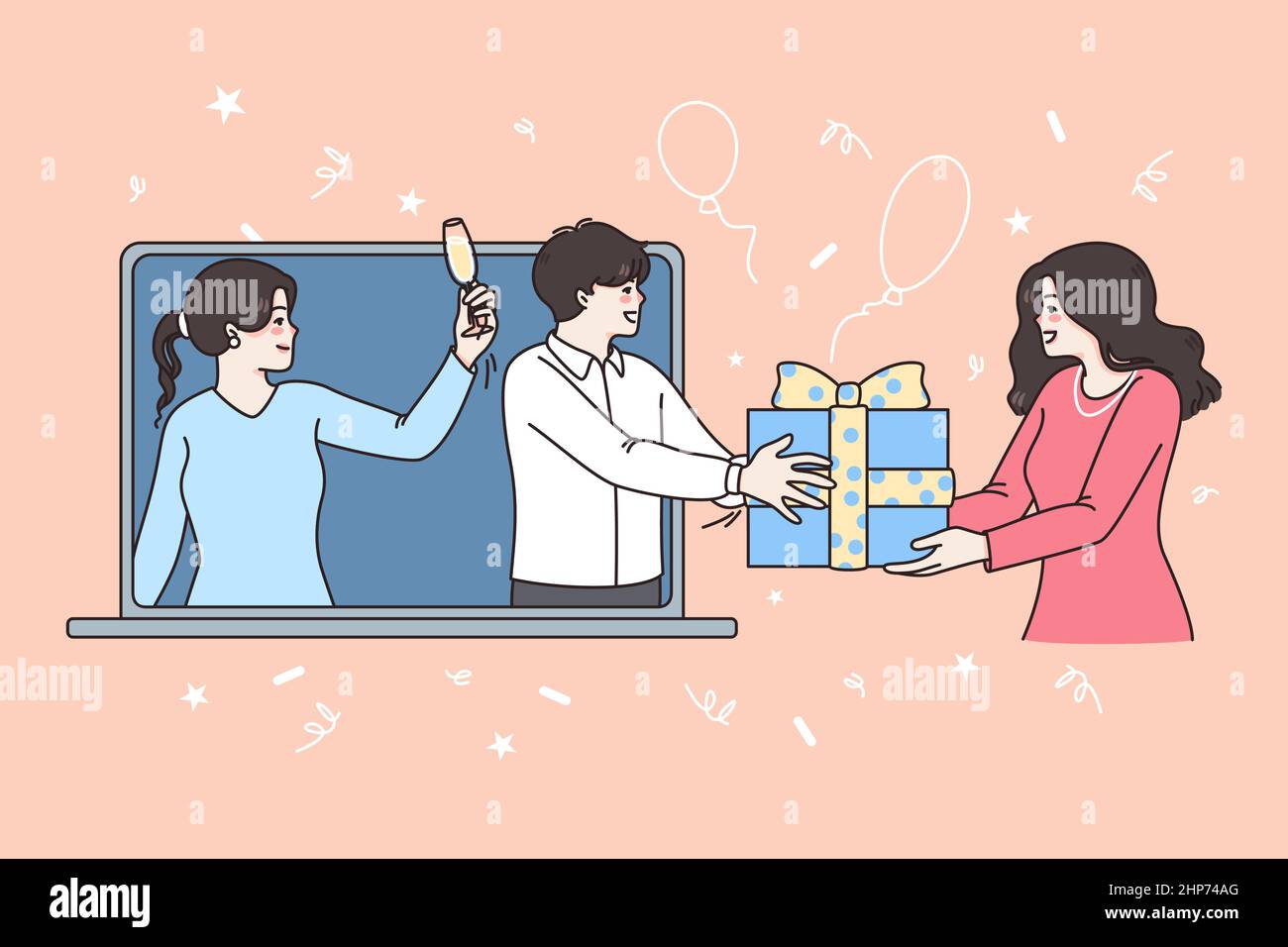 Happy people online party Stock Vector Images - Alamy