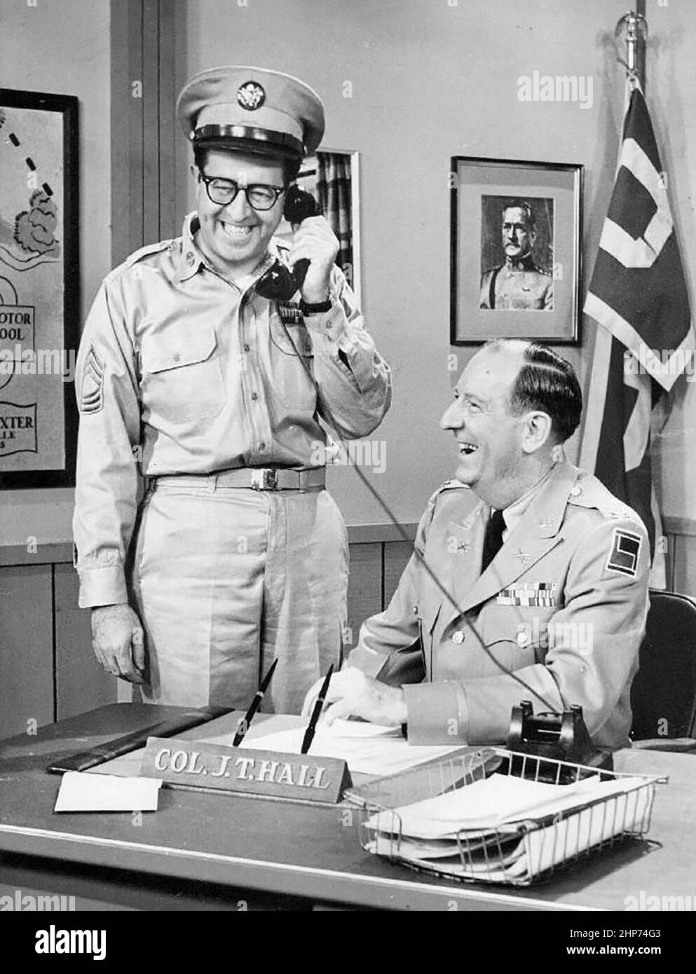 Publicity photo of Phil Silvers (Ernie Bilko) and Paul Ford (Col. Hall ...
