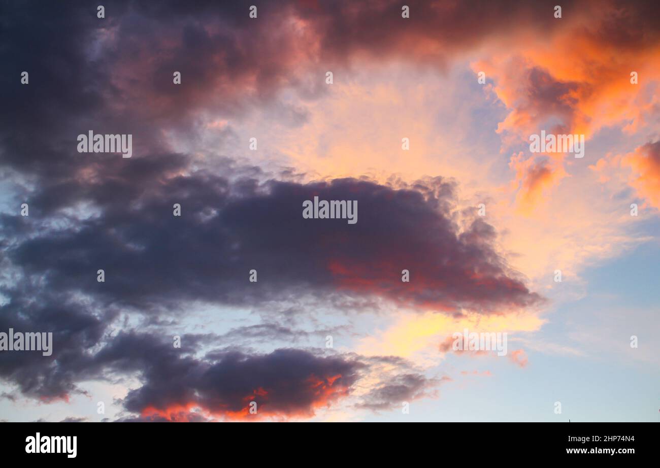 natural sunset clouds sky background, color panorama Stock Photo - Alamy