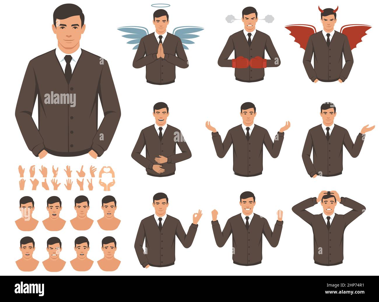 Various hand gestures and expressions. vector illustration Stock Vector ...