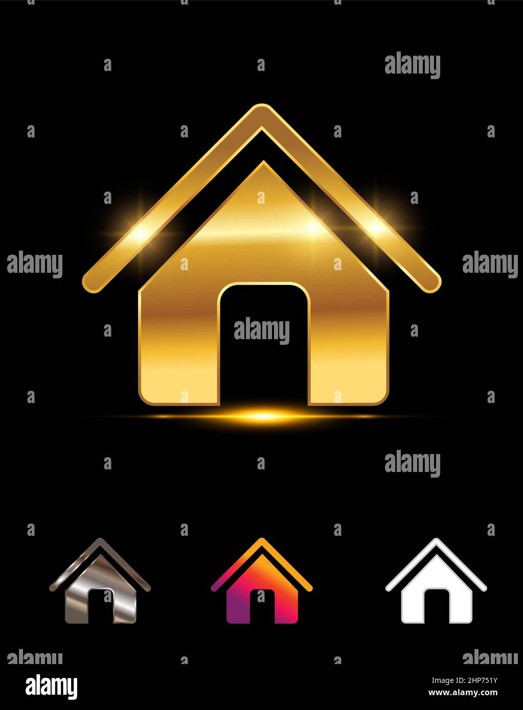 Golden Home Symbol Vector Logo Sign Stock Vector Image & Art - Alamy