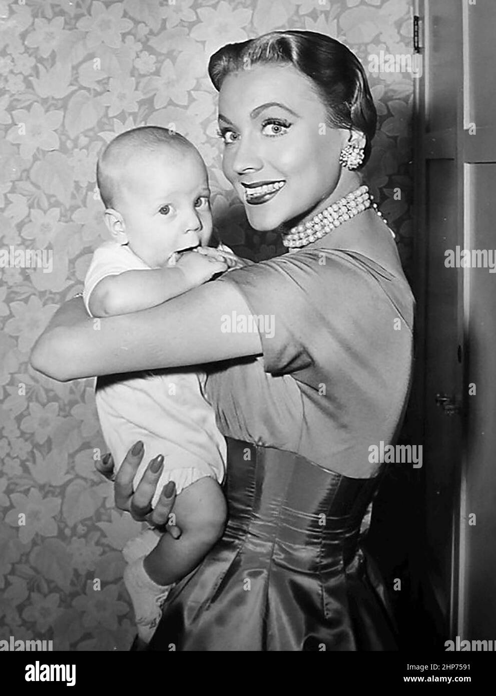 Publicity photo of actress Anne Jeffreys and her baby son, Jeffreys ...