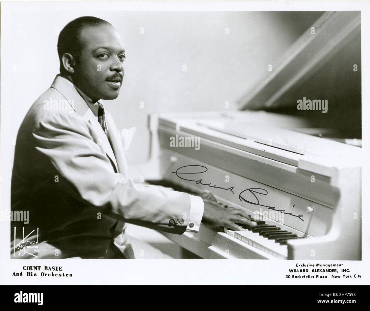 Posed photo portrait of American jazz bandleader and pianist Count ...