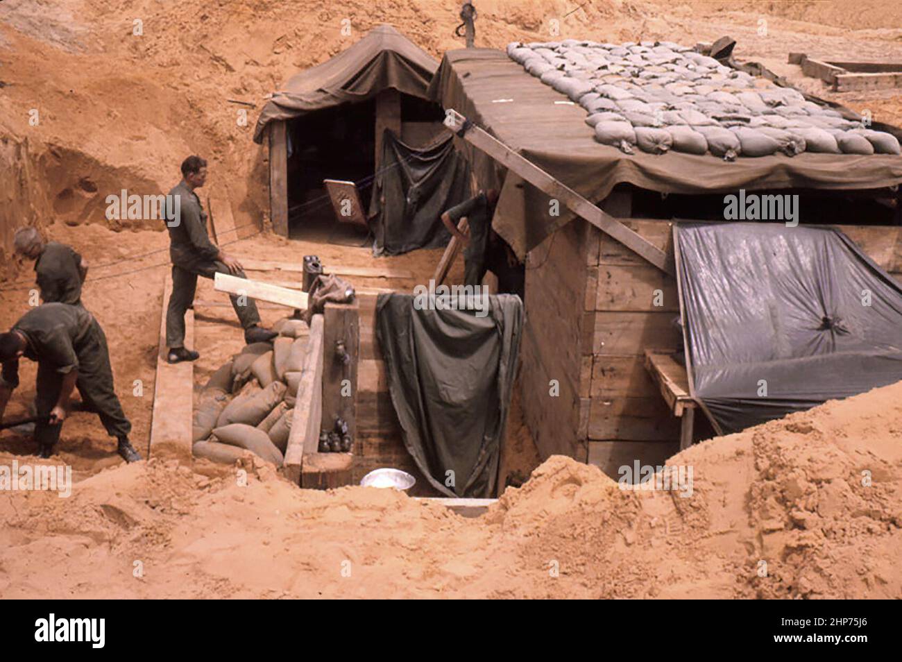 Golf Company, 2d Battalion, 9th Marines command post under construction ...