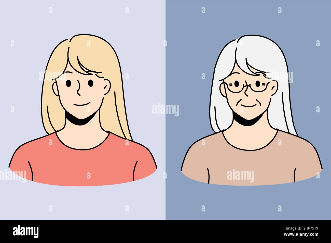 Aging face young old comparison Stock Vector Images - Alamy