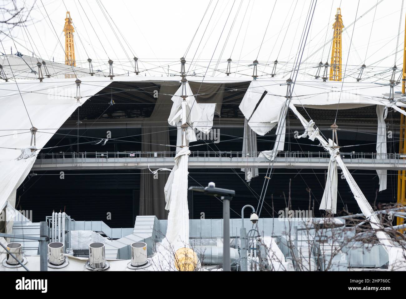General view of the O2 Arena in London, after parts of its roof were ...