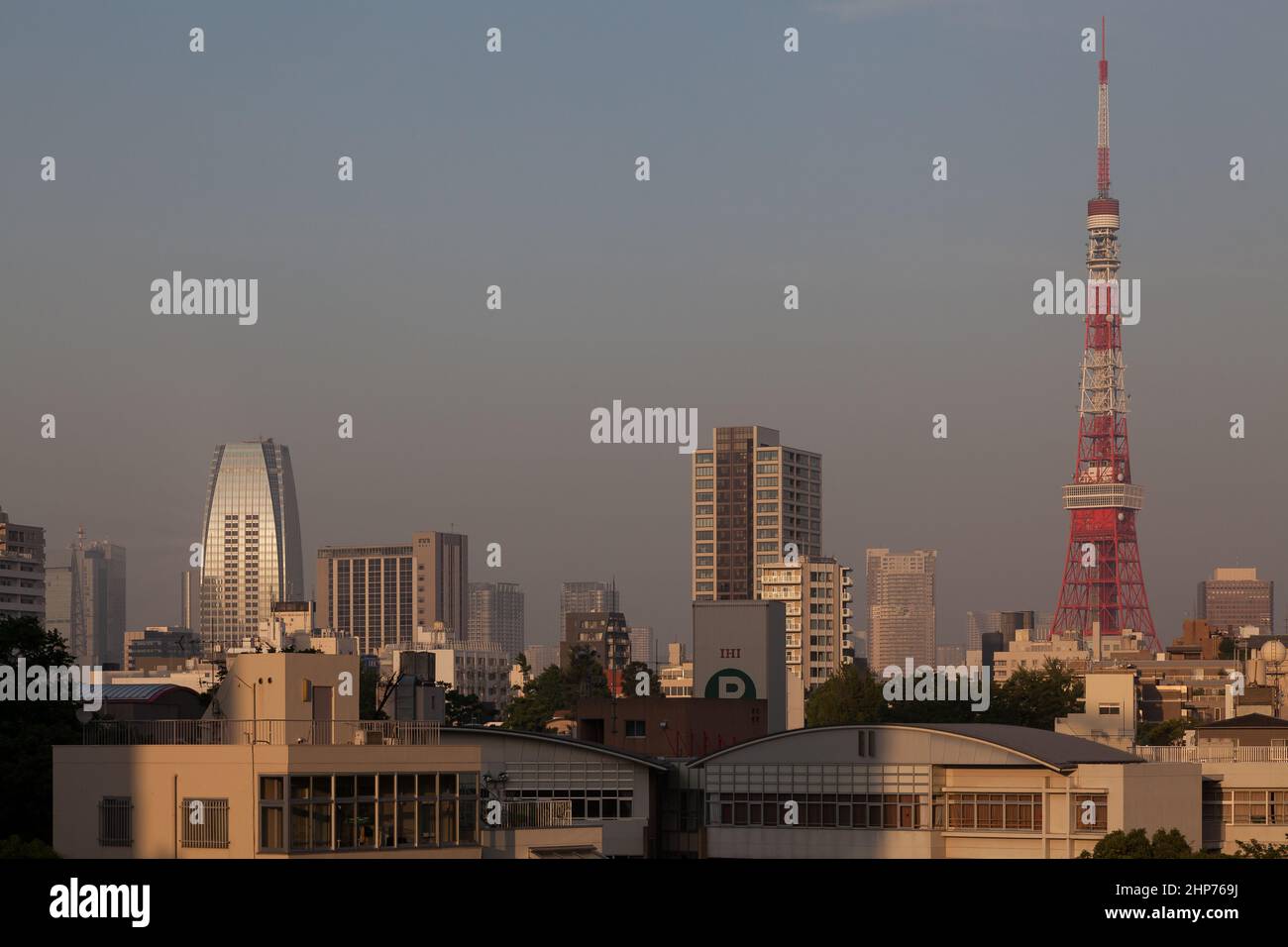 Tokyo Tower and other tall buildings above urban Roppongi, Tokyo, Japan ...