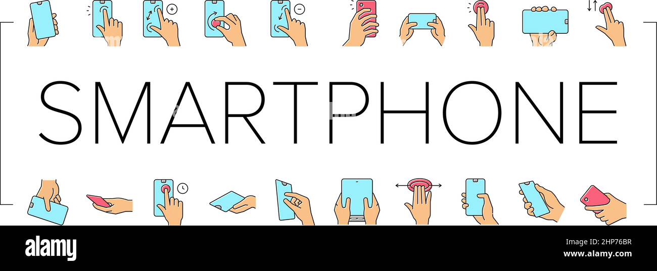 Smartphone Gesture Collection Icons Set Vector Stock Vector Image & Art ...