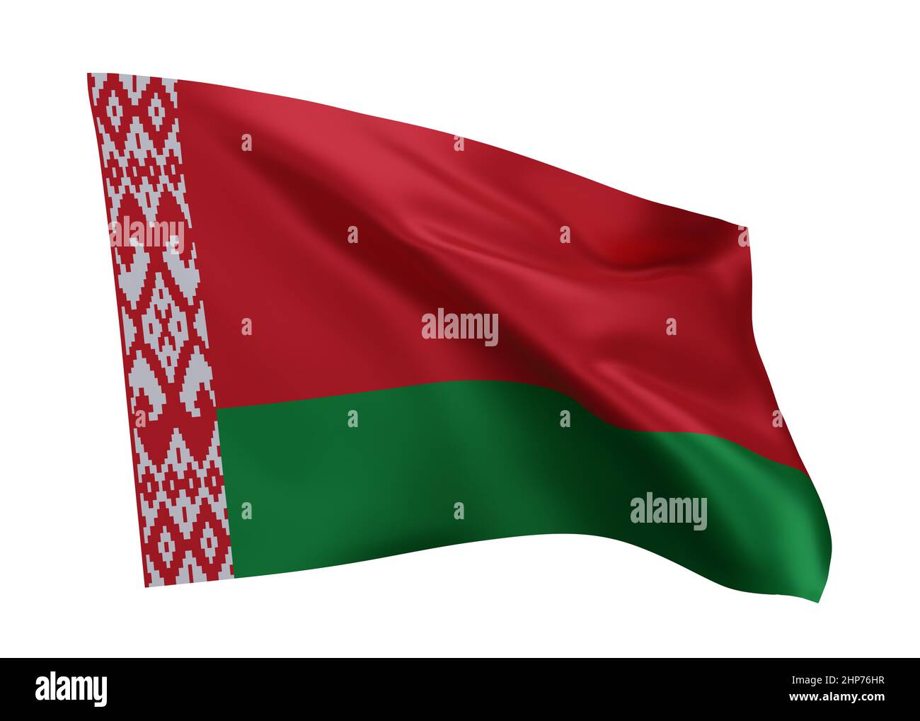 3d illustration flag of Belarus. Belarusian high resolution flag isolated against white ...