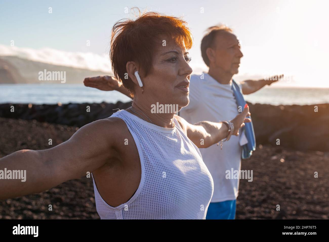 Laughing talking stretching hi-res stock photography and images - Alamy