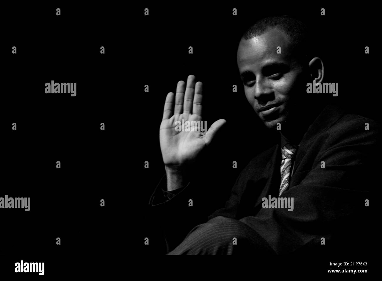 Actor on stage represents a dramatic character. Scene in a theater in ...