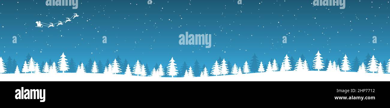 christmas landscape background with flying Santa Stock Vector Image ...