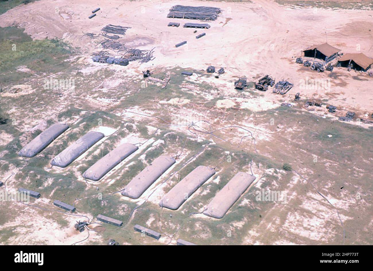 Aerial View of bulk fuel area in front of Logistics Support Group in ...
