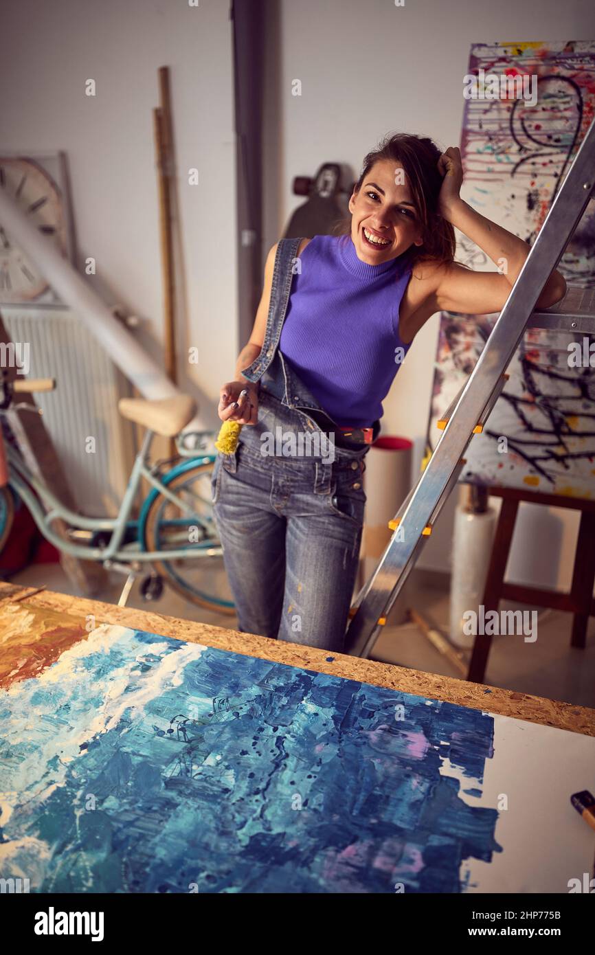 Professional female painter canvas hi-res stock photography and images ...