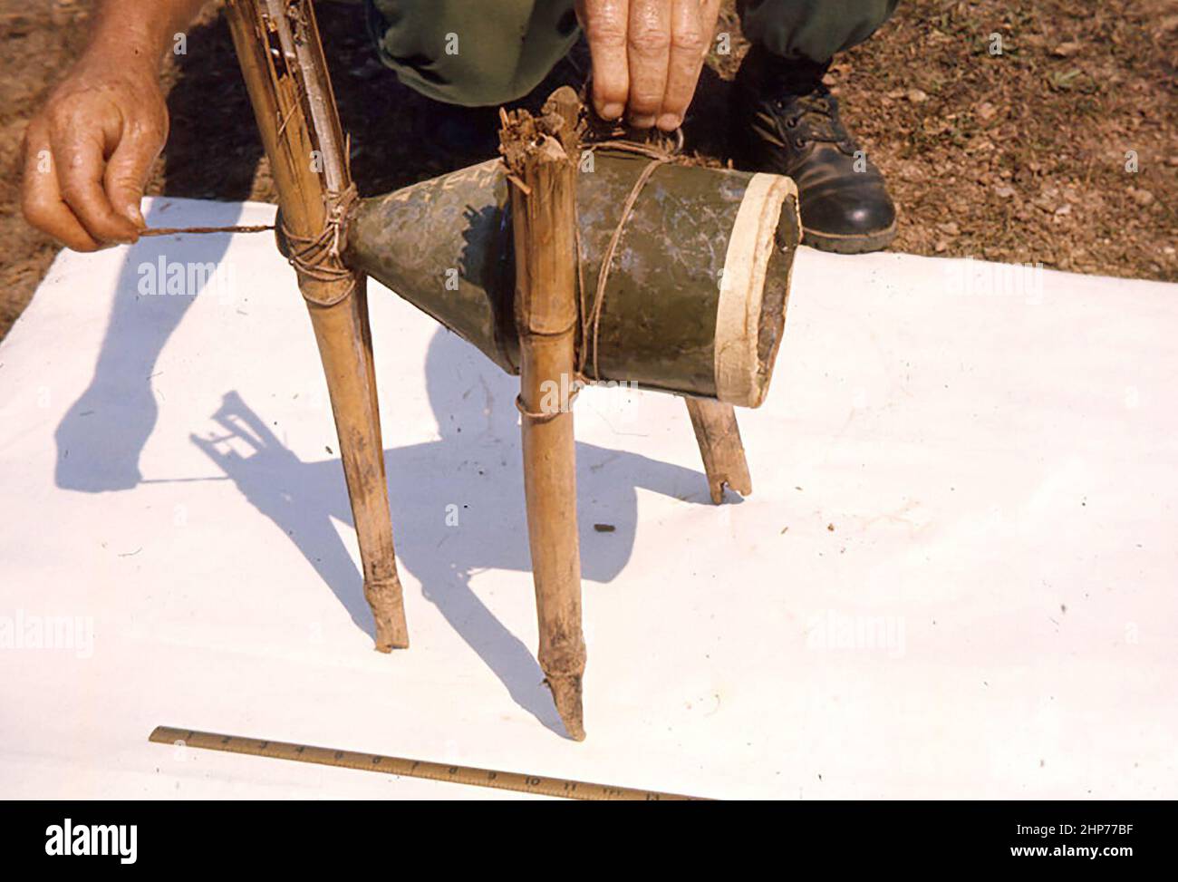 A Viet Cong directional anti-personnel mine. This device is similar in ...