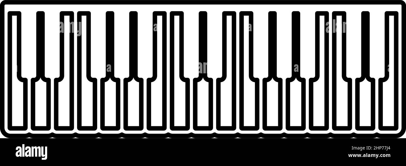 Pianino music keys ivory synthesizer contour outline icon black color ...