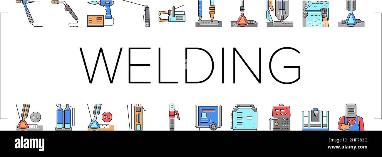 Welding Machine Tool Collection Icons Set Vector Stock Vector Image ...