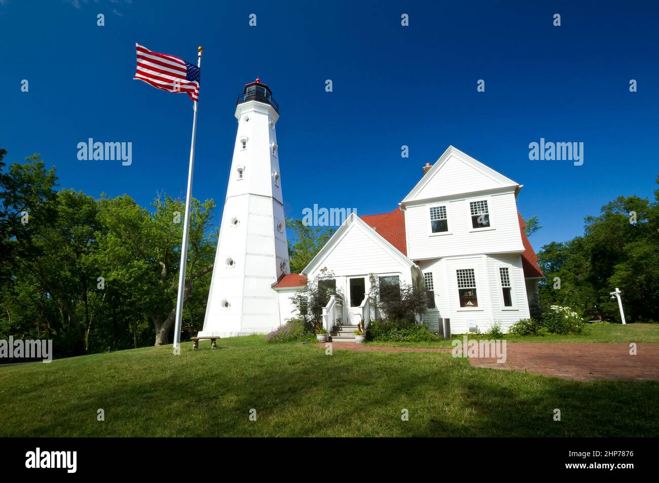 North Point Lighthouse Along Lake Michigan Stock Photo - Alamy