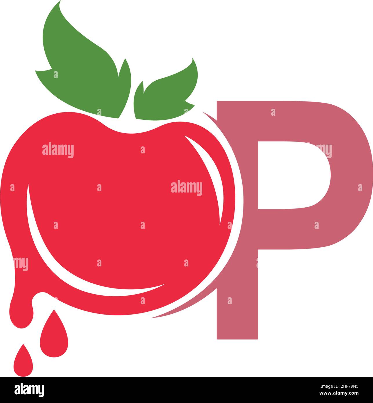 Letter P with tomato icon logo design template illustration Stock ...