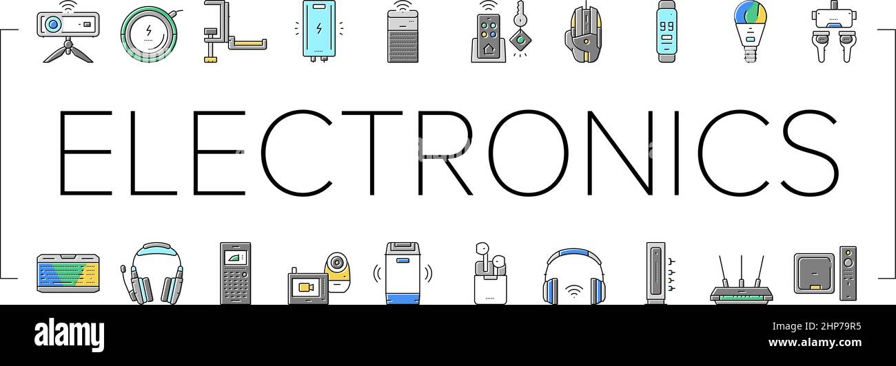 Electronics Digital Technology Icons Set Vector Stock Vector Image ...