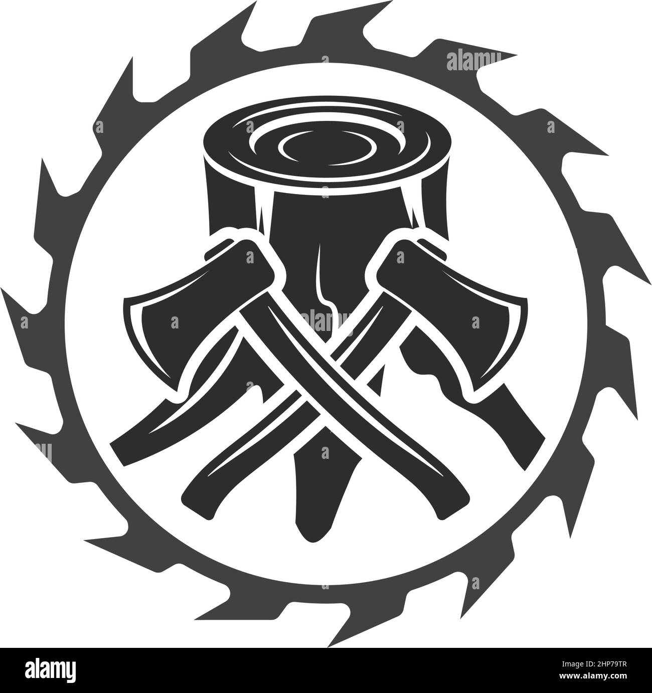 axe with tree wood stump icon vector illustration design template Stock ...