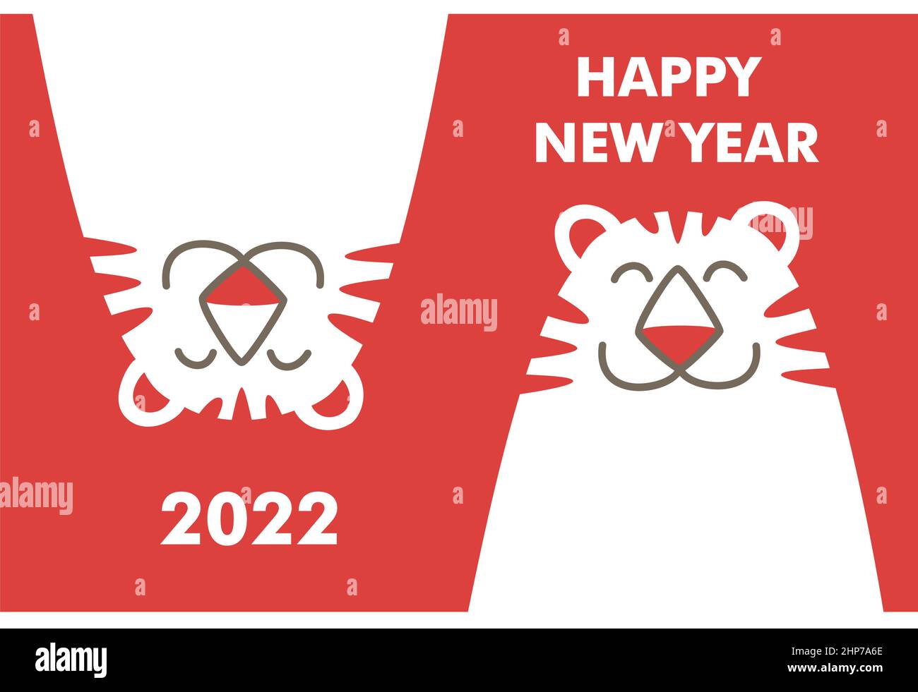 New Year card with cute and simple tigers illustration for the year 2022 Stock Vector Image ...