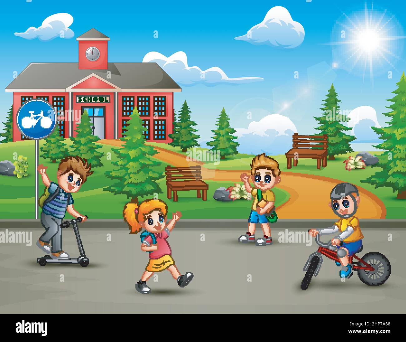 Rural primary school building Stock Vector Images - Alamy