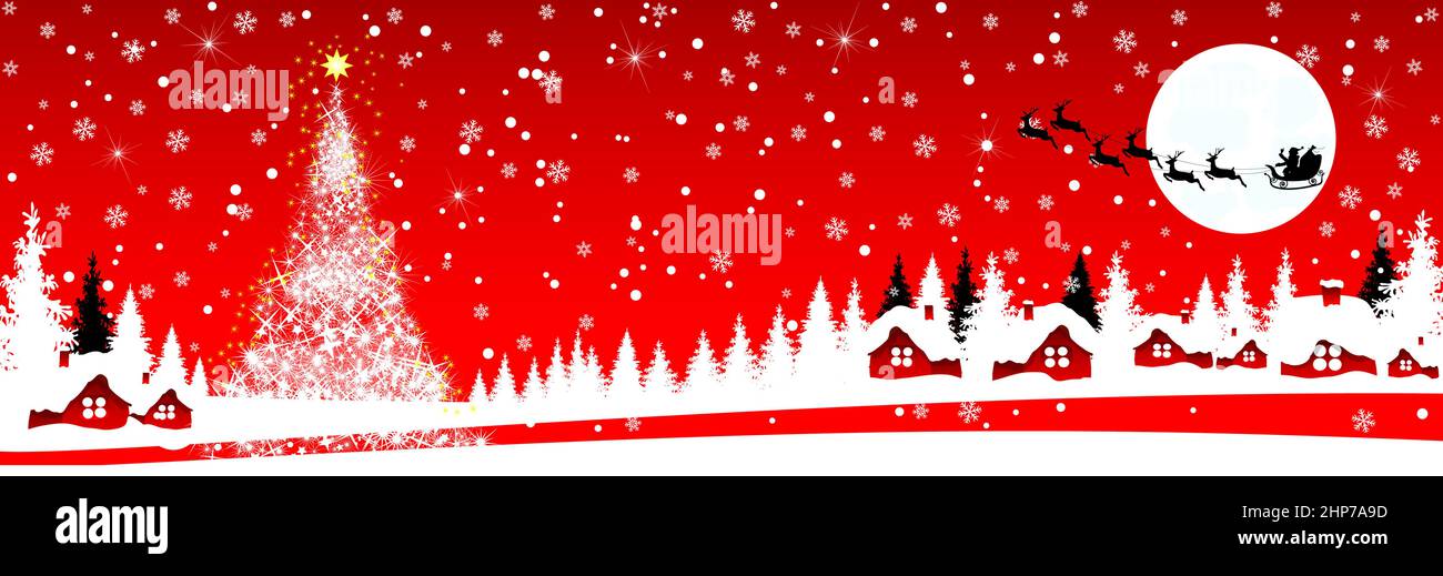 Snowy village scene Stock Vector Images - Alamy