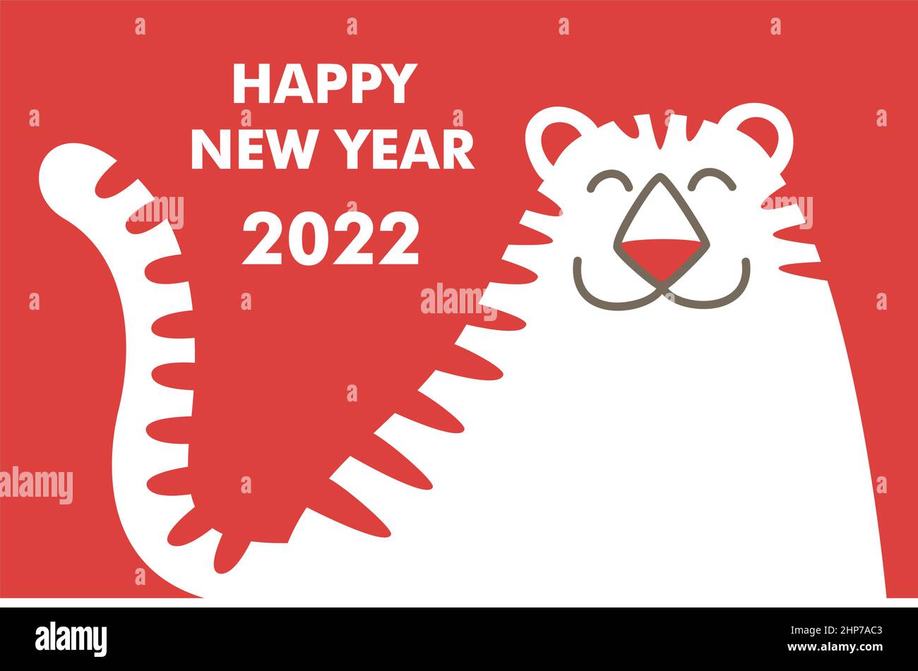New Year card with cute and simple tigers illustration for the year 2022 Stock Vector Image ...