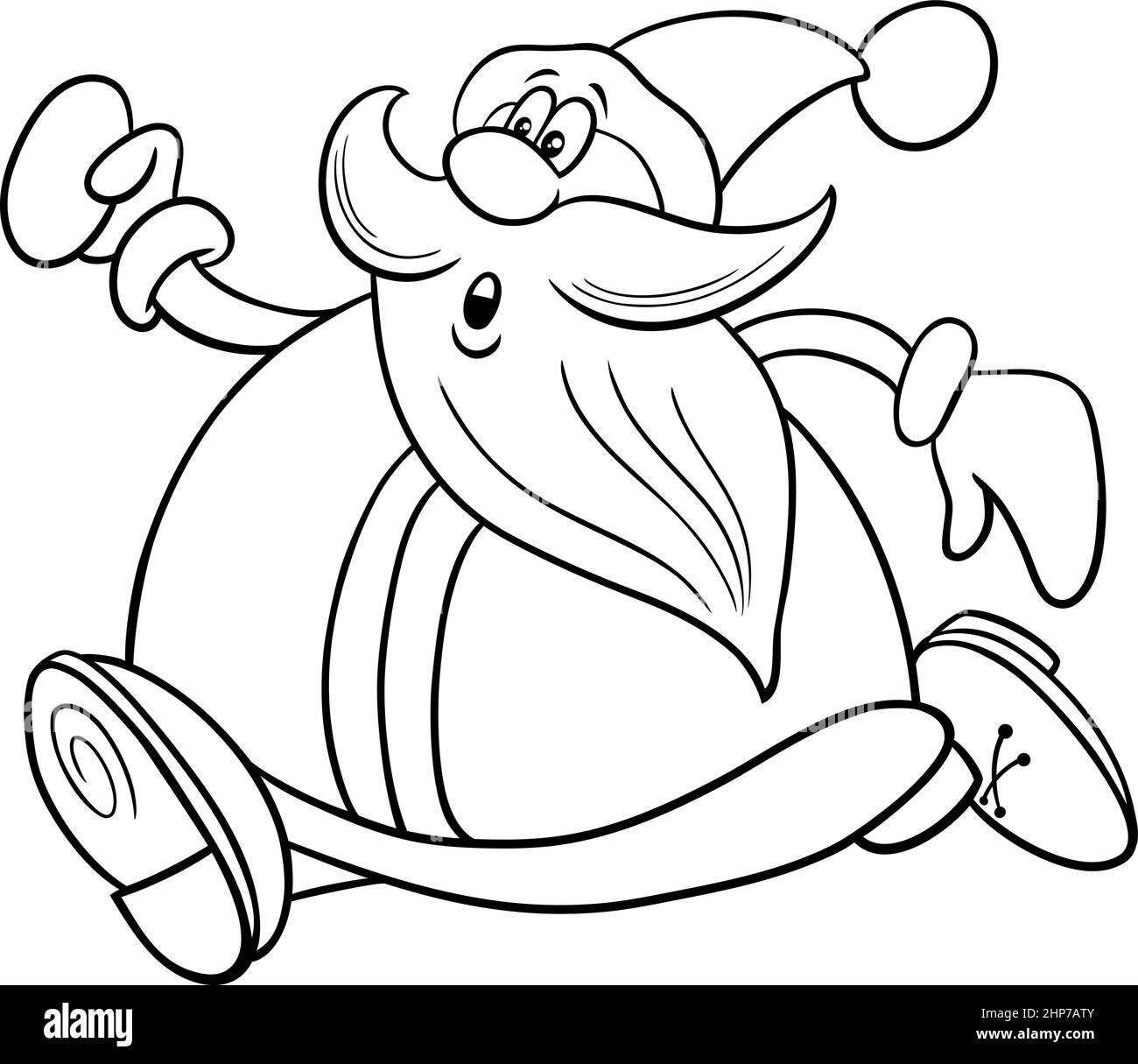 cartoon running Santa Claus coloring book page Stock Vector Image & Art ...