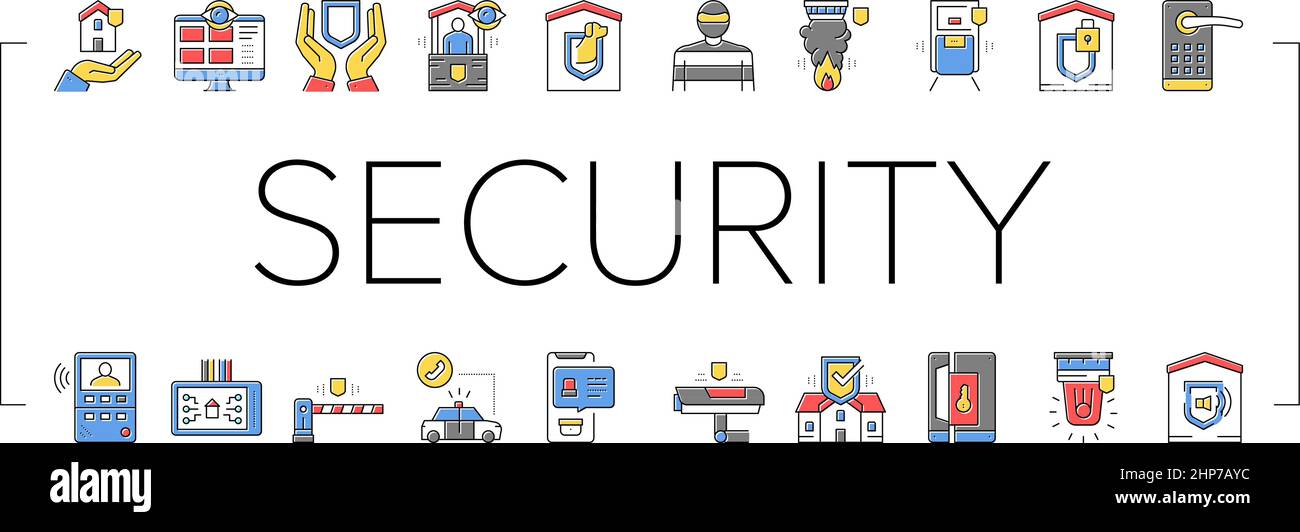 Home Security Device Collection Icons Set Vector Stock Vector Image ...