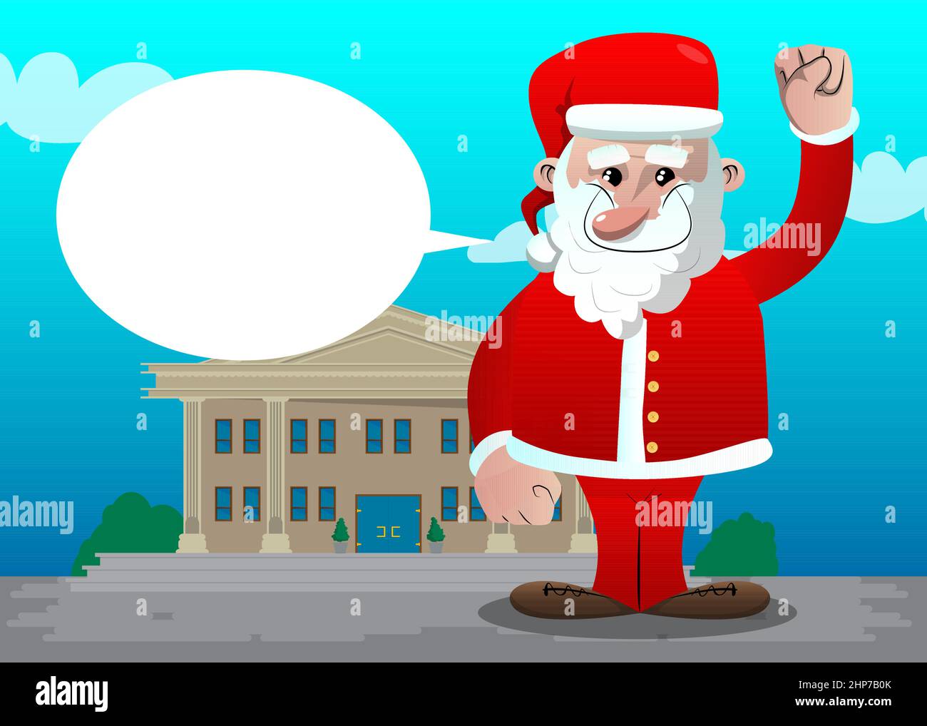 Santa Claus making power to the people fist gesture Stock Vector Image ...