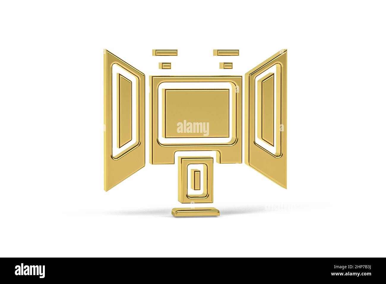 Golden 3d exhibition stand icon isolated on white background - 3d ...
