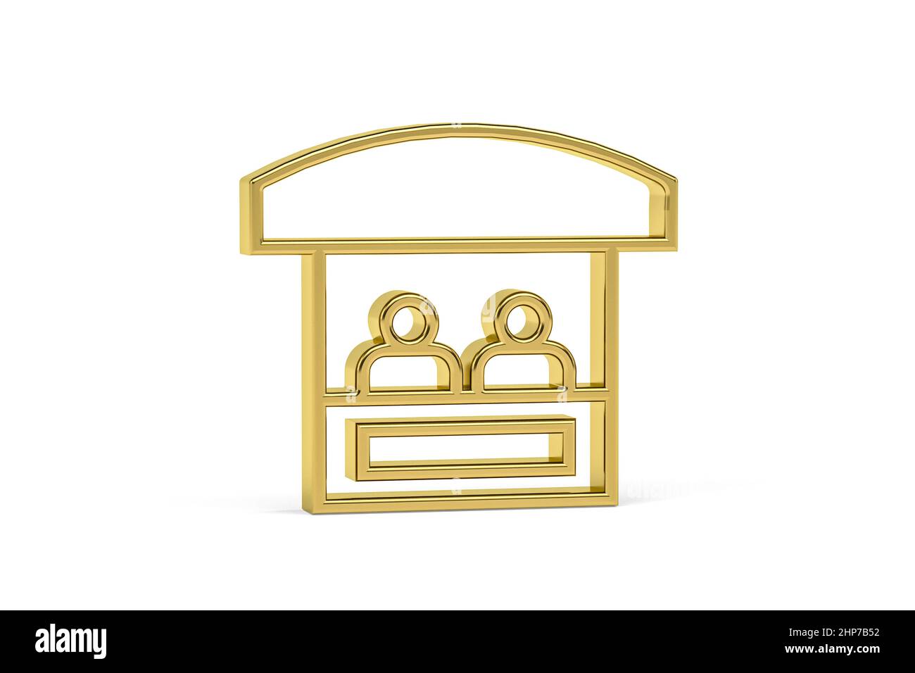 Golden 3d exhibition stand icon isolated on white background - 3d ...