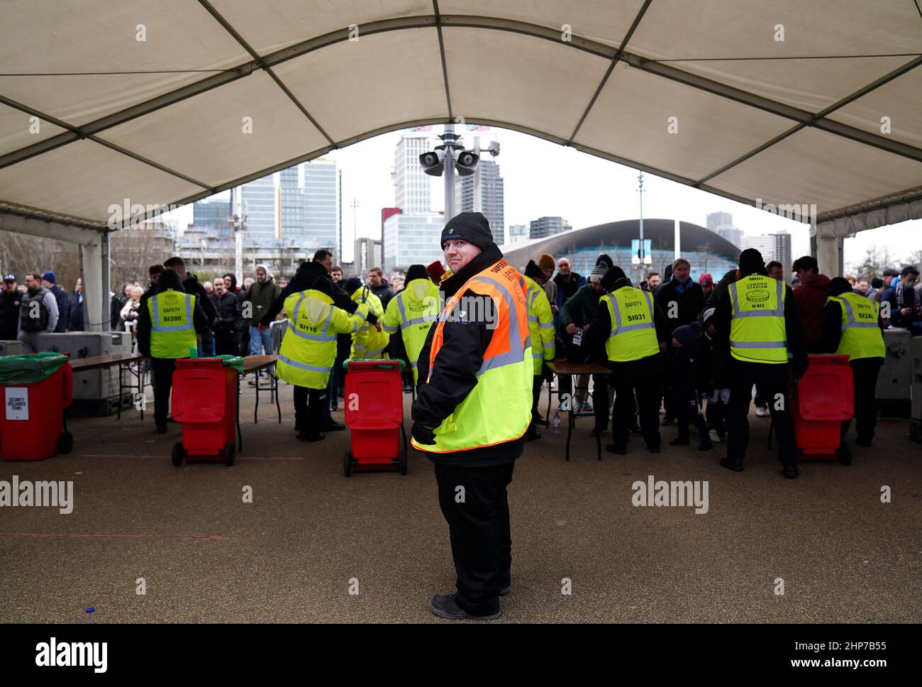 Security checks outside the ground before the Premier League match at ...