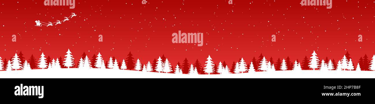 christmas landscape background with flying Santa Stock Vector Image ...